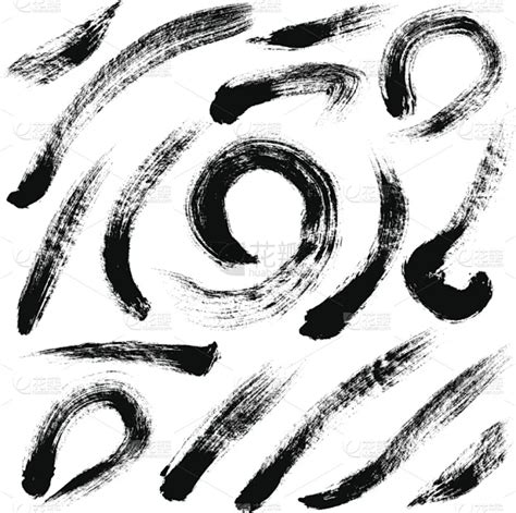 笔触 痕迹 染色剂测试 纹理效果 绘画插图 平视角 干的 画笔 凌乱 现代素材 花瓣网