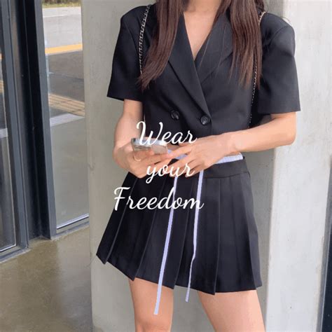 알로항 [여름🍉썸머🏝️]슬랙스 반팔 자켓and주름 미니스커트set 2col 투피스 세트