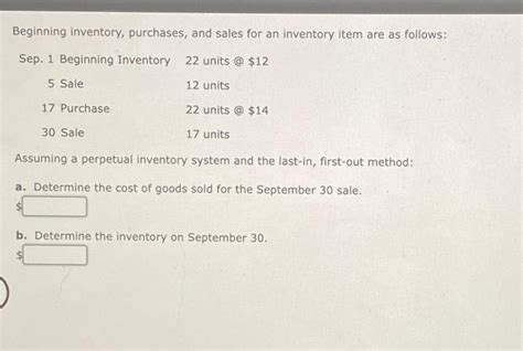 Solved Beginning Inventory Purchases And Sales For An