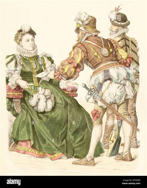 Noblewoman And Noblewoman At Court In Contemporary Costume Ca 1570