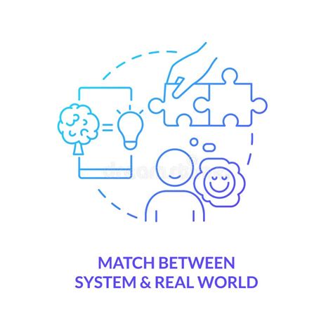 Match Between System And Real World Blue Gradient Concept Icon Stock