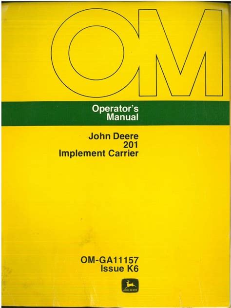 john deere implement carrier 201 operators manual original