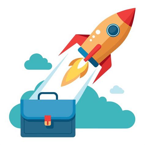 Premium Vector A Rocket Flying Through The Sky With A Blue Background