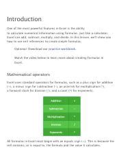 Excel 2016 Intro To Formulas Pdf Introduction One Of The Most Powerful Features In Excel Is