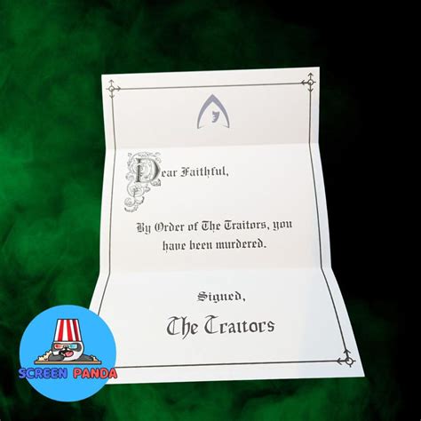 The Traitors Letter You Have Been Murdered By Order Of The Traitors