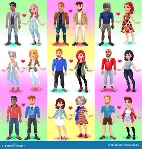 Set Of Homosexual And Heterosexual Couples Stock Vector Illustration