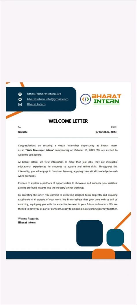 urvashi pandey on linkedin webdeveloper bharatintern internship