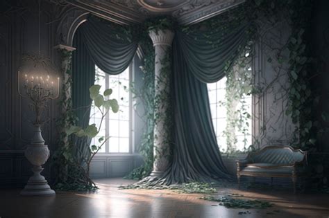 Premium Ai Image A Large Textured Room With Ivy Around It In The