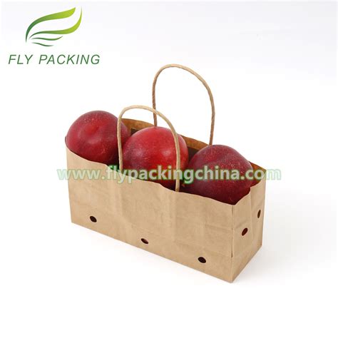 Kraft Paper Bags For Fruits And Vegetables With Paper Twist Rope Handle