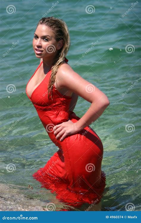 Blonde Girl With Wet Dress Stock Images Image 4960374