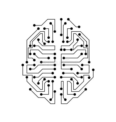 Stylized Brain Circuit Board Texture Electricity Mind Stock Vector