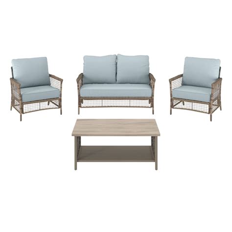 Allen Roth Ivy Meadows 4 Piece Wicker Patio Conversation Set With