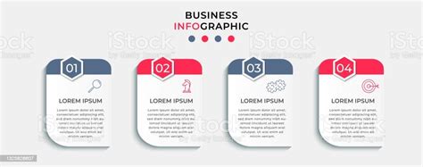 아이콘과 4가지 옵션 또는 단계가 있는 비즈니스 인포그래픽 디자인 템플릿 벡터입니다 프로세스 다이어그램 프레젠테이션 워크플로 레이아웃 배너 플로우 차트 정보 그래프에 사용할