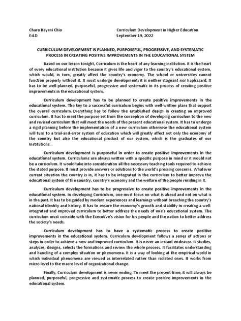 Curriculum Development Assignment 1 Pdf Curriculum Behavior