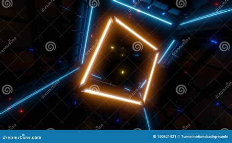 Yellow Wireframe Cube With Blue Lights In Background Stock Illustration Illustration Of