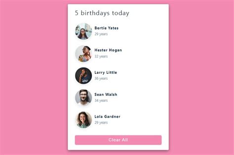 A Simple Birthday Reminder Card Built With React Js