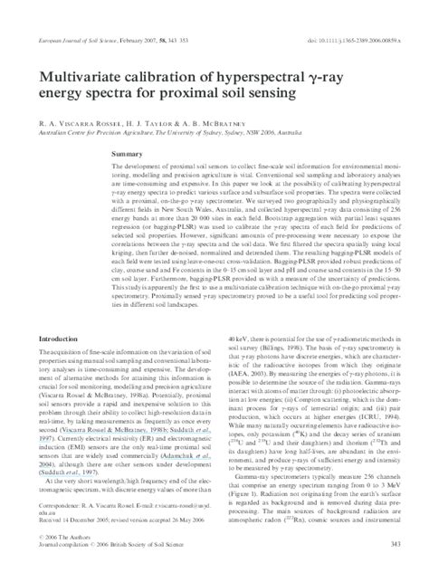 pdf multivariate calibration of hyperspectral ray energy spectra