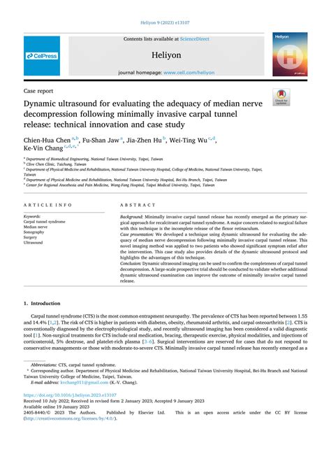 Pdf Dynamic Ultrasound For Evaluating The Adequacy Of Median Nerve