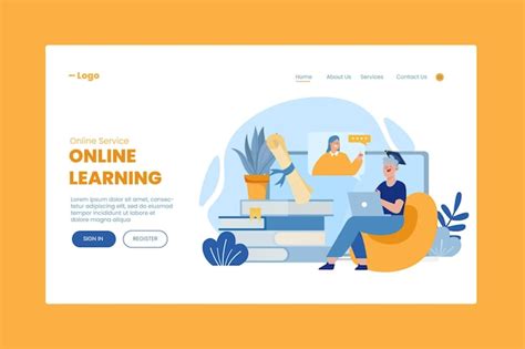 자세한 온라인 학습 방문 페이지 템플릿 무료 벡터