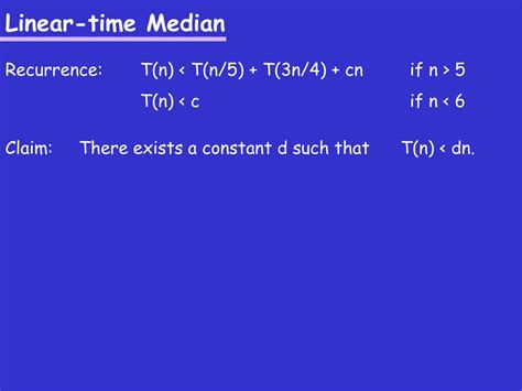 ppt linear time median powerpoint presentation free download id