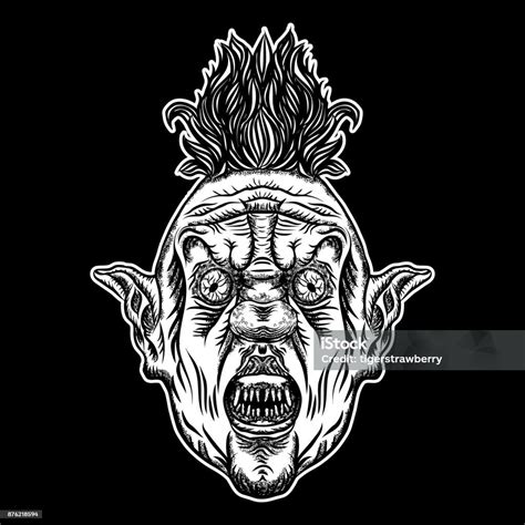 무서운 광대 서커스 공포 영화 캐릭터의 머리 개념 화가 미친 조 커 머리 공포와 미친 미치광이의 앞 얼굴을 웃 고 있다 악마