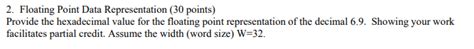 Solved Floating Point Data Representation Points Chegg