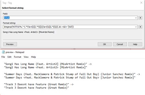 regex replace up to next bracket and move to artist support mp3tag
