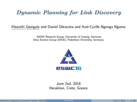 Dynamic Planning For Link Discovery Eswc 2018 Ppt