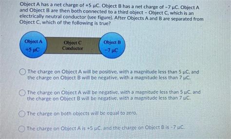 solved object a has a net charge of 5 uc object b has a