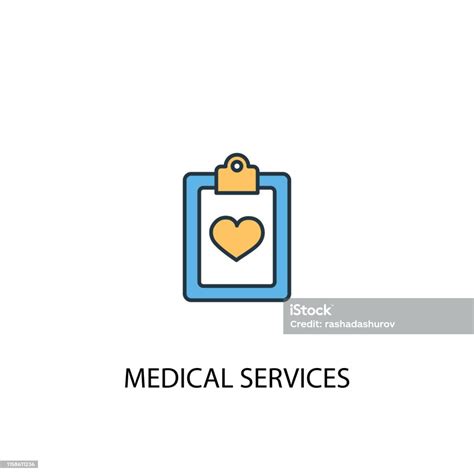 의료 서비스 개념 2 컬러 라인 아이콘입니다 간단한 노란색과 파란색 요소 그림입니다 의료 서비스 개념 개요 기호 디자인 개념에 대한 스톡 벡터 아트 및 기타 이미지 Istock