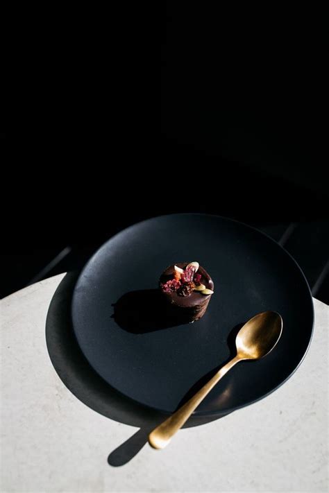 Food On Black Plates Dessert On Black Plate Black Food Photography