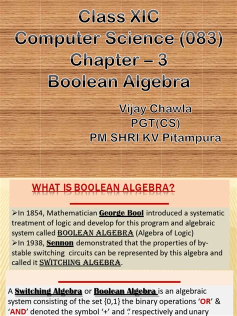 Chapter 3 Boolean Algebra Xic Cs Pdf Boolean Algebra Teaching Mathematics