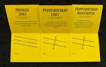 Theorems Involving Parallel And Perpendicular Lines Geometry Foldable Notes