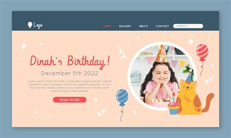 아이 생일 파티 소셜 미디어 표지 템플릿 무료 벡터