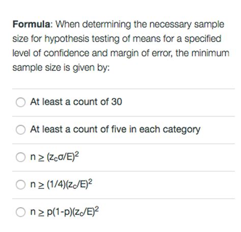 Solved Formula When Determining The Necessary Sample Size
