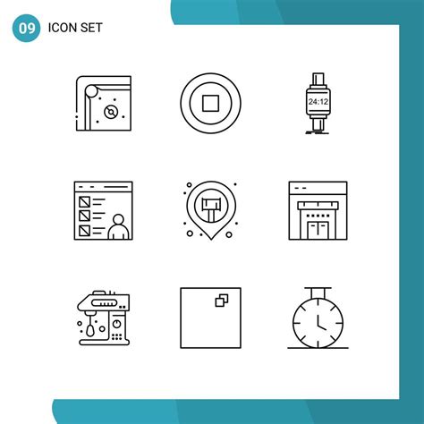 Pack Of 9 Creative Outlines Of Location Develop Smartwatch Coding App Editable Vector Design