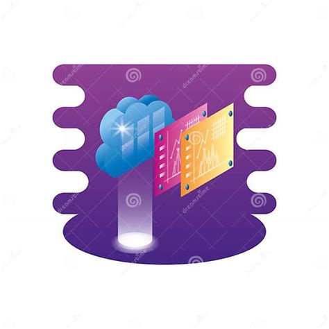 Cloud Computing Server With Statistics Webpages Stock Illustration