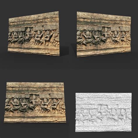 3d Model Ancient Khmer Temple Wall Modular Ultra Hd 16k Texture