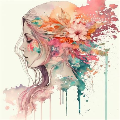 Premium Photo Boho Woman Watercolor