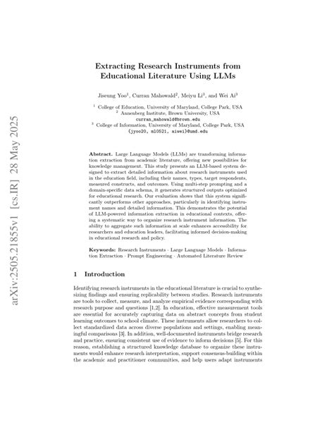 Pdf Extracting Research Instruments From Educational Literature Using Llms
