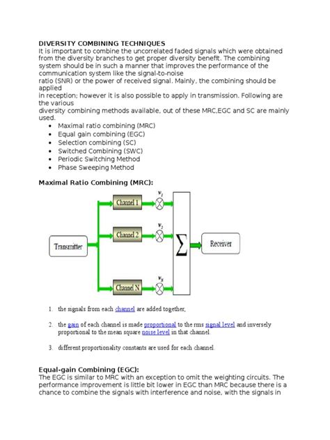 Diversity Combining Techniques Pdf Signal To Noise Ratio Telecommunications