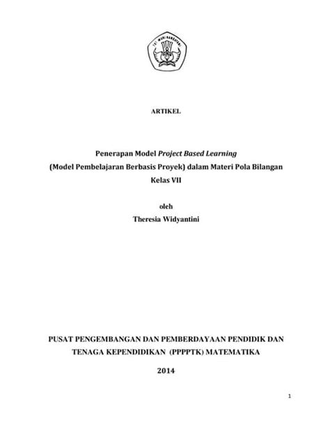 Penerapan Model Project Based Learning Pdf