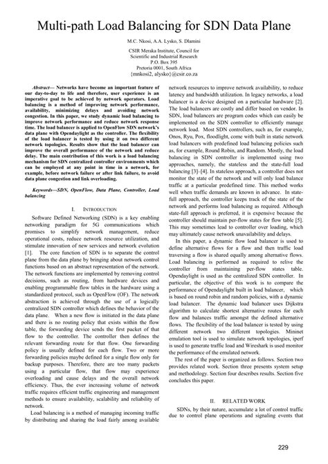 Pdf Multi Path Load Balancing For Sdn Data Plane