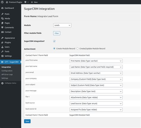 Contact Form 7 Sugarcrm Integration By Obtaincode Codecanyon