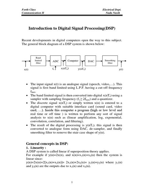 introduction to digital signal processing pdf digital signal