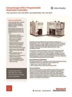 CompactLogix 5370 L1 Programmable Automation Compactlogix 5370 L1 Programmable Automation
