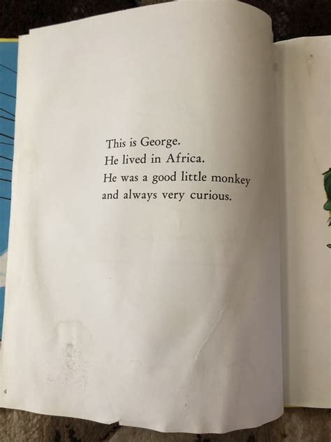Curious George Book Quotes Curious George 1969 Hardcover Book Ha Rey