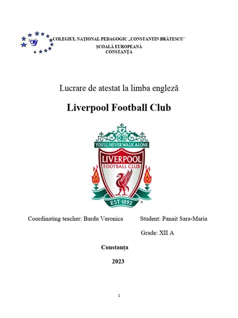 Atestat Engleza Pdf Liverpool F C Association Football