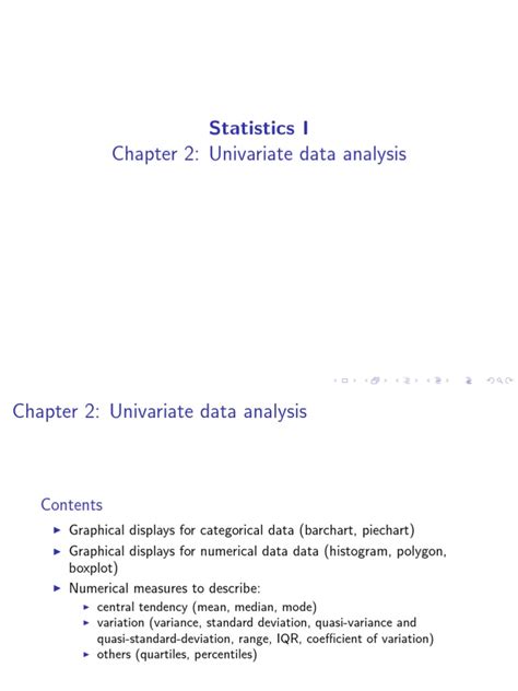 Statistics I Chapter 2 Univariate Data Analysis Download Free Pdf