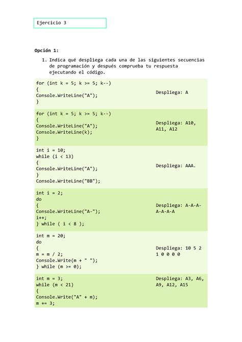 Ejercicio 3 Fundamentos De Programacion Opción 1 Indica Qué